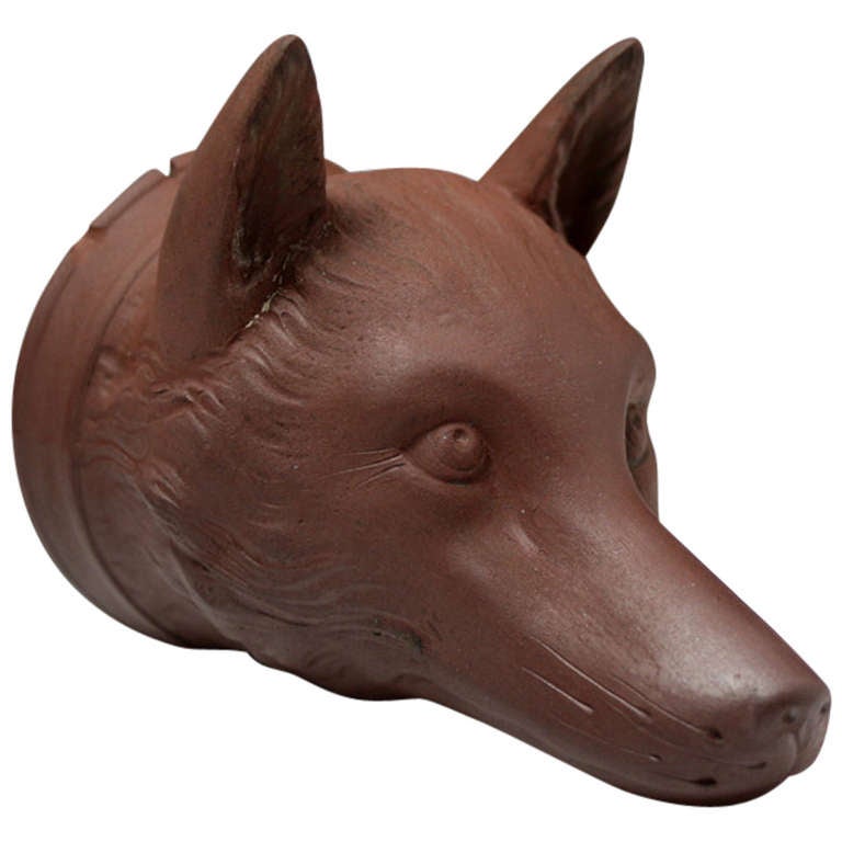 Staffordshire Redware Earthenware Pottery Fox Head Stirrup Cup ca. 1790 ...