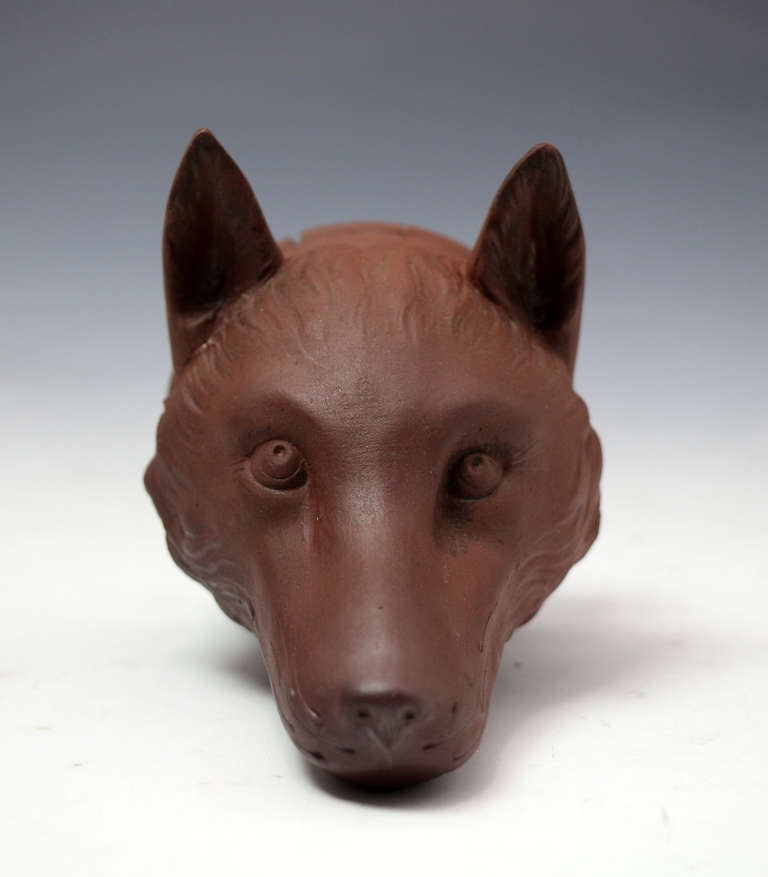 Staffordshire Redware Earthenware Pottery Fox Head Stirrup Cup ca. 1790 ...
