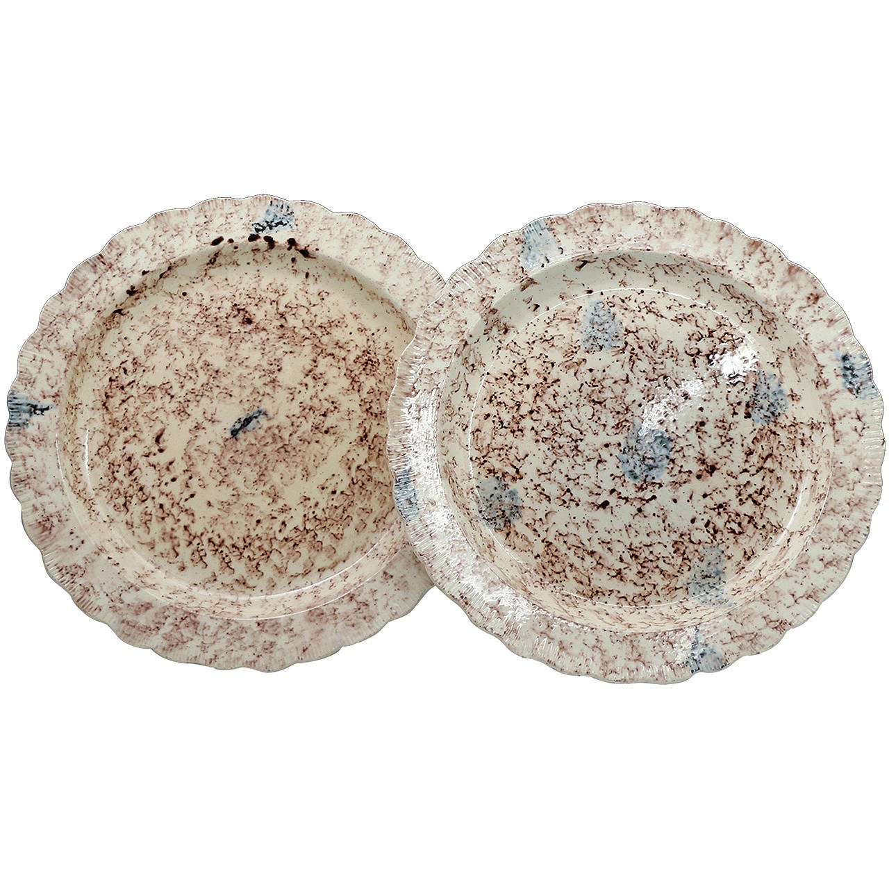 Antique English pottery pair of Whieldon type plates circa 1770 period ...