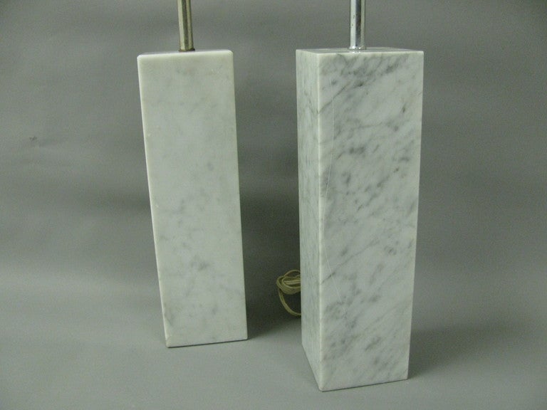 Pair of Mid Century Modern Architectural Square Marble Column Table ...