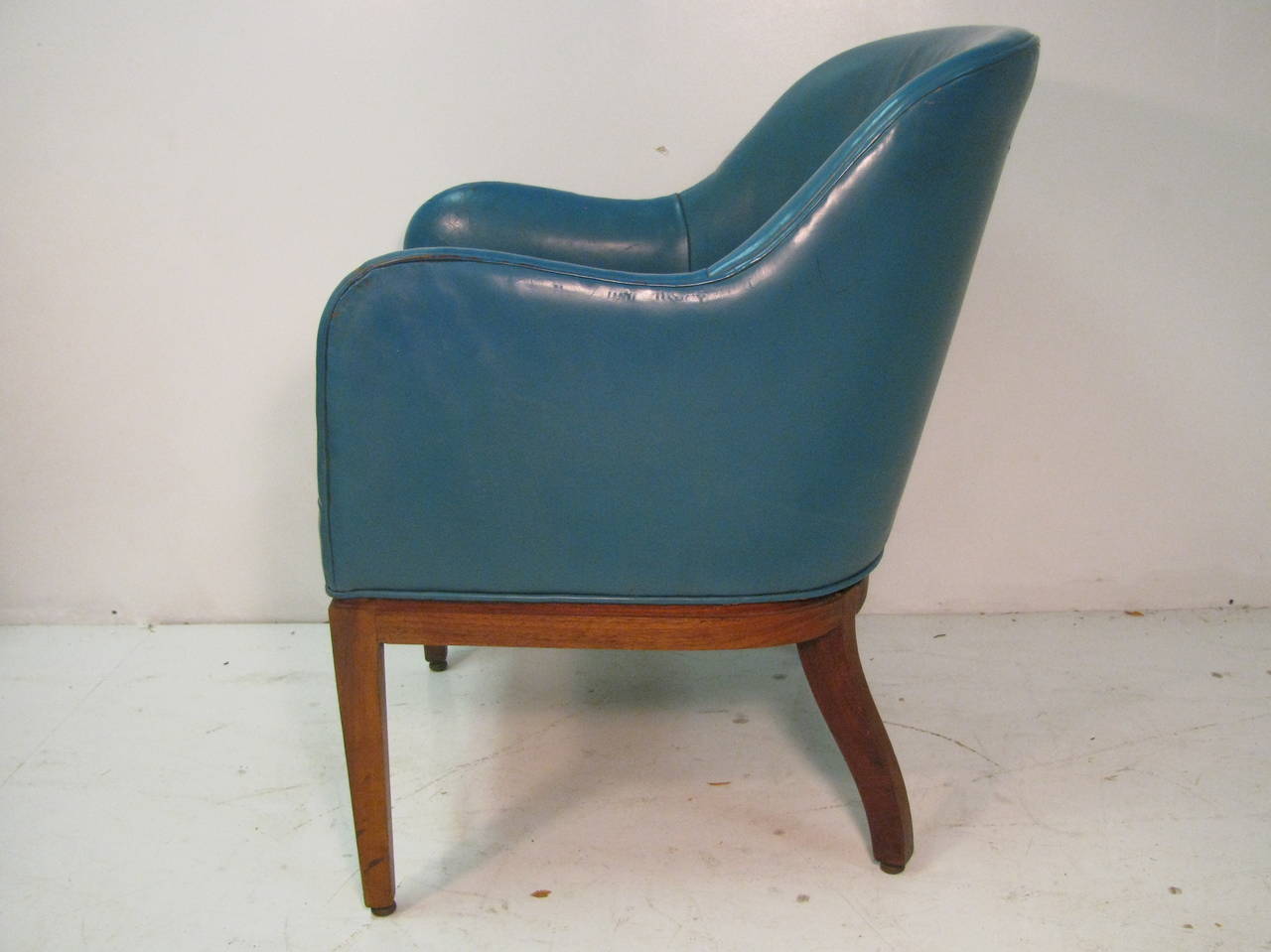 Set Of Six Leather Dining / Conference Chairs In Blue at 1stDibs