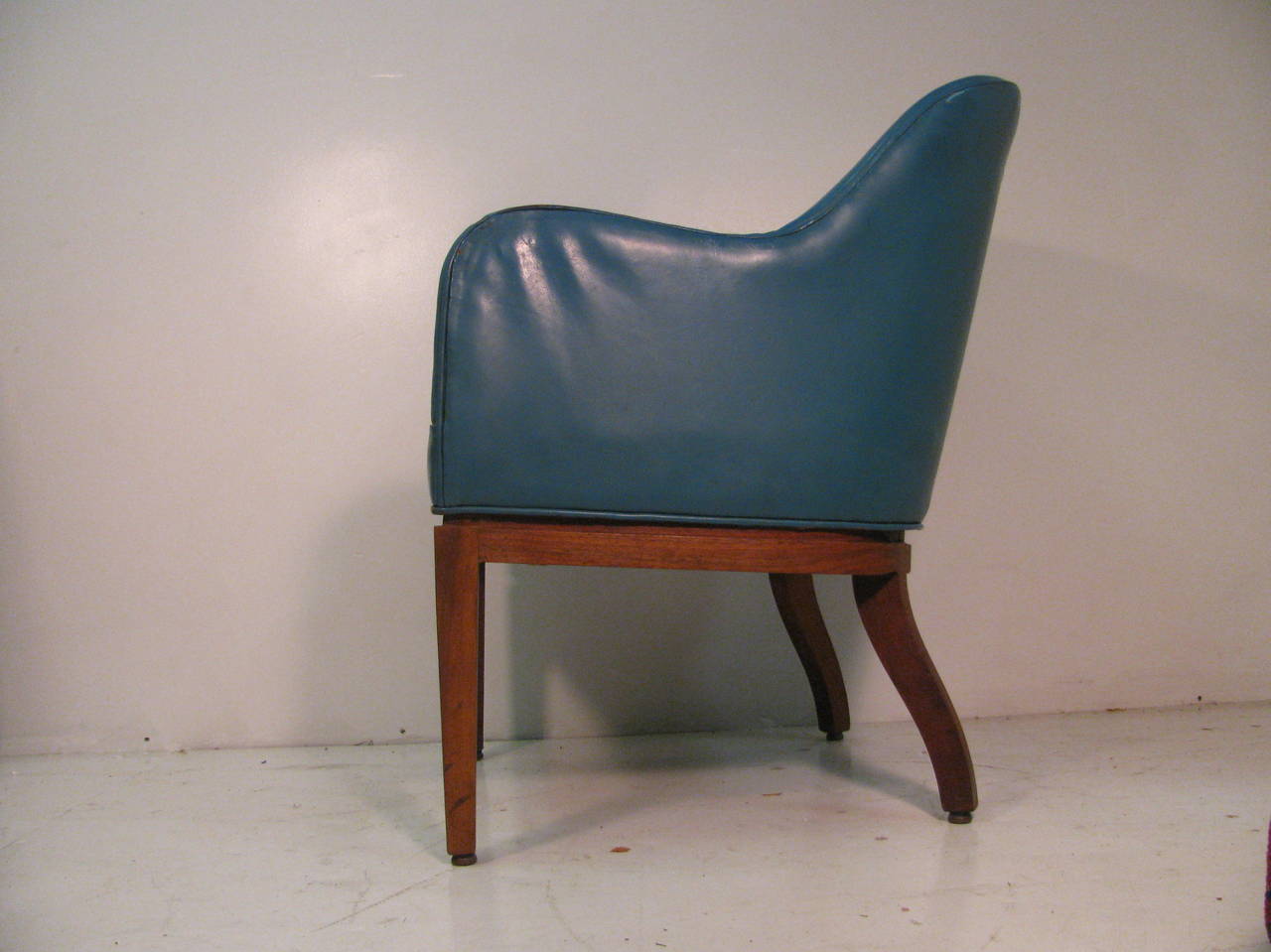 Set Of Six Leather Dining / Conference Chairs In Blue at 1stDibs