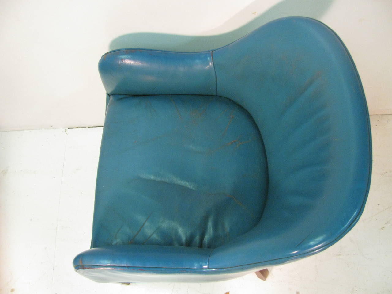 Set Of Six Leather Dining / Conference Chairs In Blue at 1stDibs