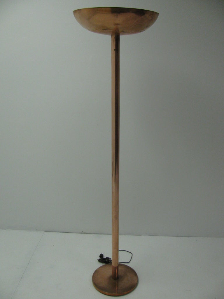 Copper Art Deco Mid Century Torchiere Attributed to Gilbert Rohde at ...