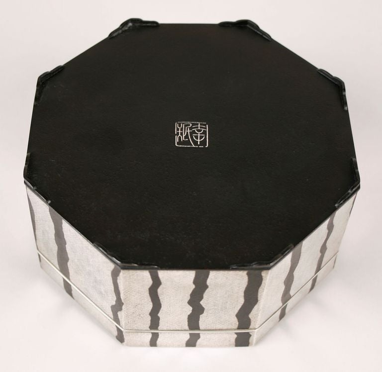 Taniguchi Komin Modernist Silver and Iron Carp Box For Sale at 1stDibs