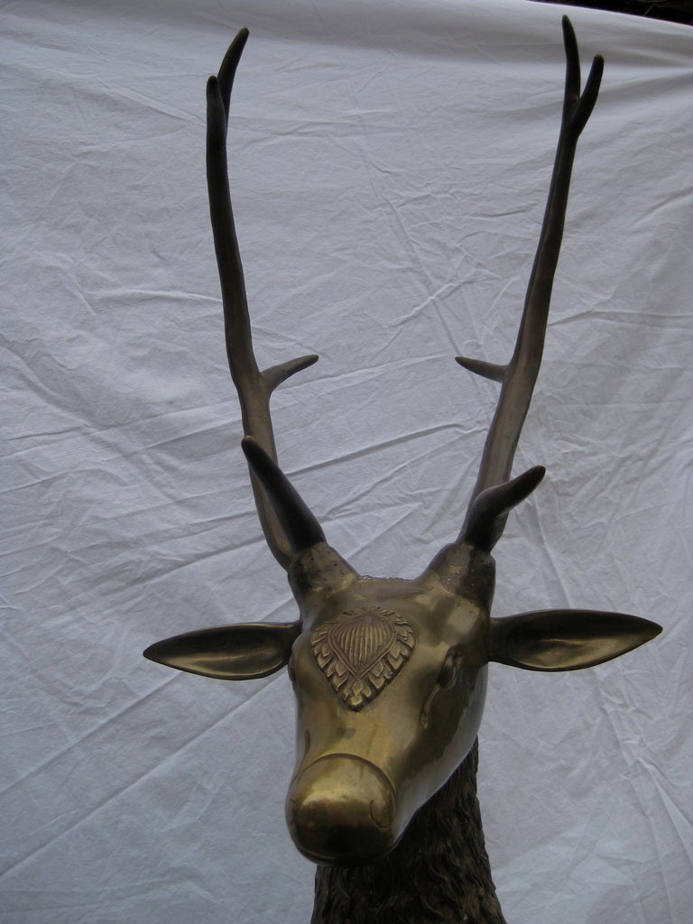 Large Brass Asian Deer Sculpture For Sale at 1stDibs