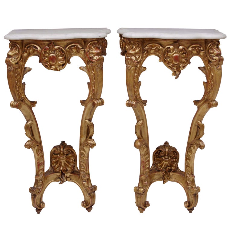 Pair Of Louis XV Style Consoles at 1stDibs