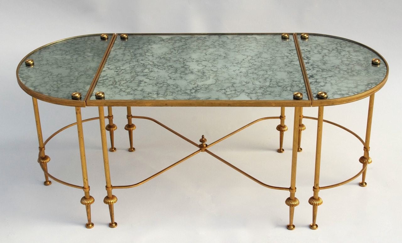 Gilded Three Parts Brass Coffee Table at 1stDibs