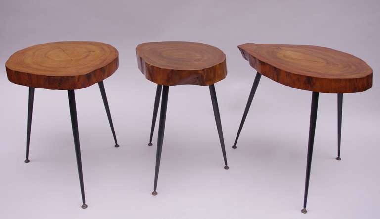 Set of Three Wood Log Tables from the 1950s at 1stDibs