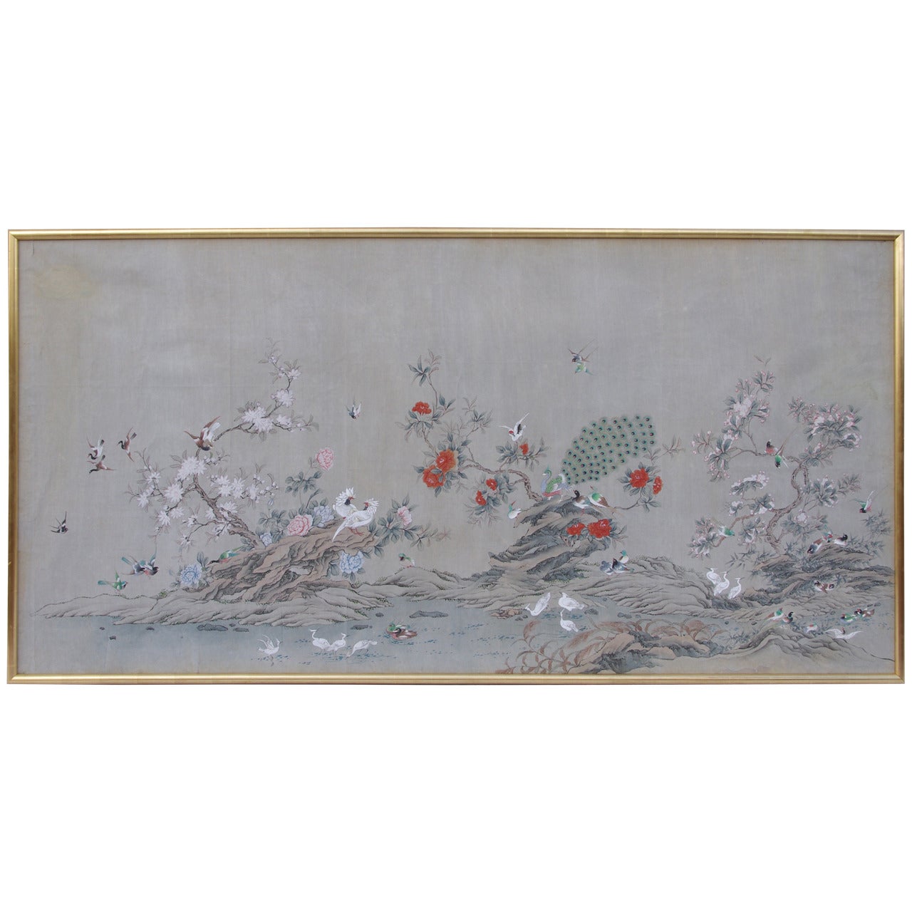 Large Chinese Painted Canvas, circa 1950 at 1stDibs