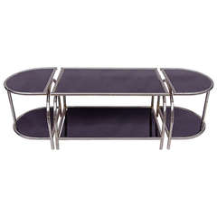 Large Stainless Steel Coffee Table in Three Parts at 1stDibs