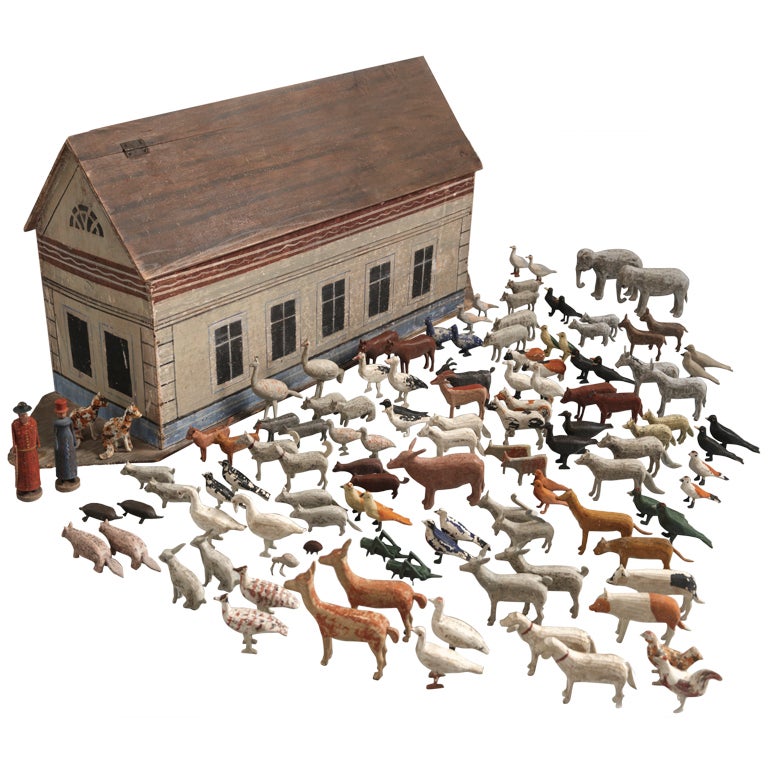 Delightful Naive Toy Noah's Ark Model at 1stdibs