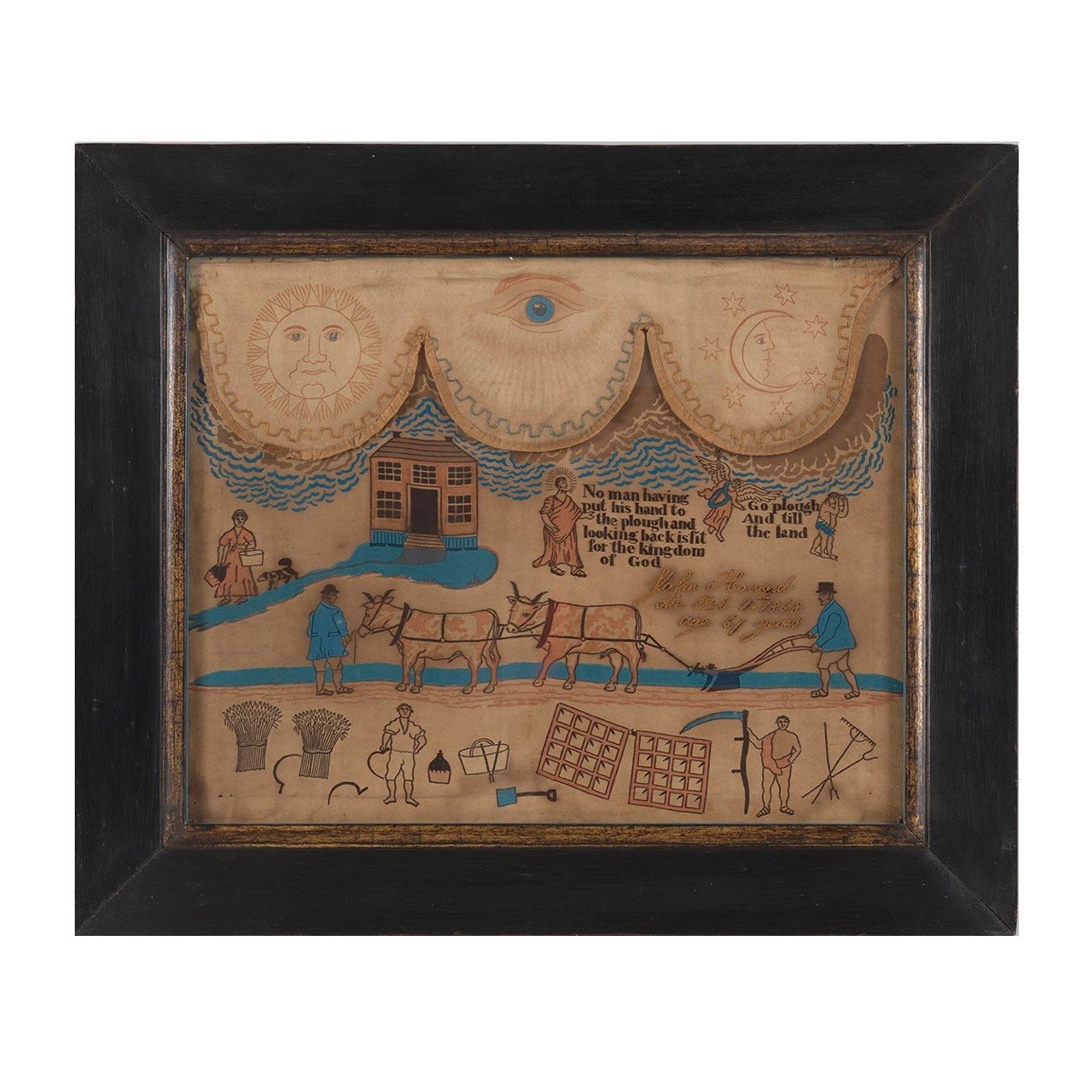 Remarkable Early Primitive Folk Art Theorum Picture at 1stDibs