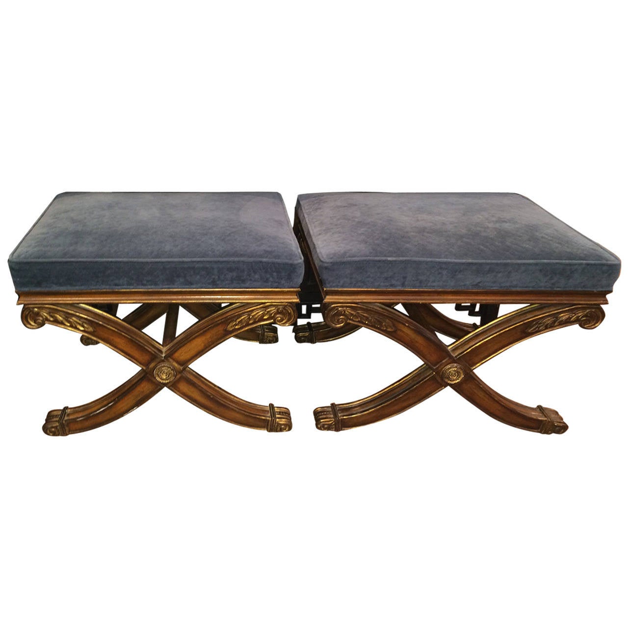 Pair of Ethan Allen French Regency X-Base Footstools at 1stDibs | ethan ...