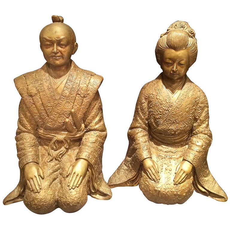 Pair of Bronze Asian Statues at 1stDibs