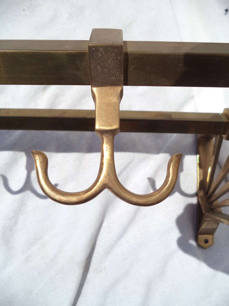 Art Deco Brass Luggage Rack with Hooks at 1stdibs