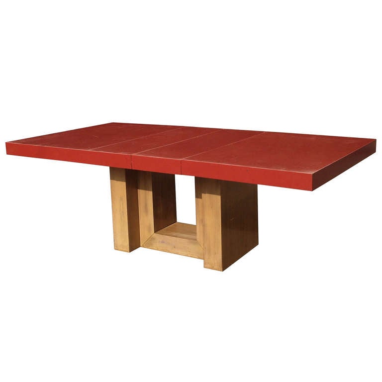 Expandable Dining Table With Red Lacquered Top by Paul Laszlo at 1stDibs