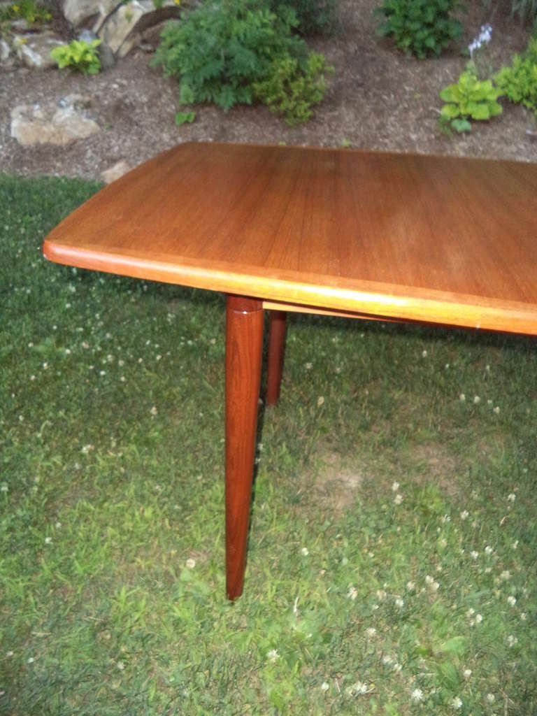 Danish Mid Century Modern Solid Teak Dining Table at 1stDibs