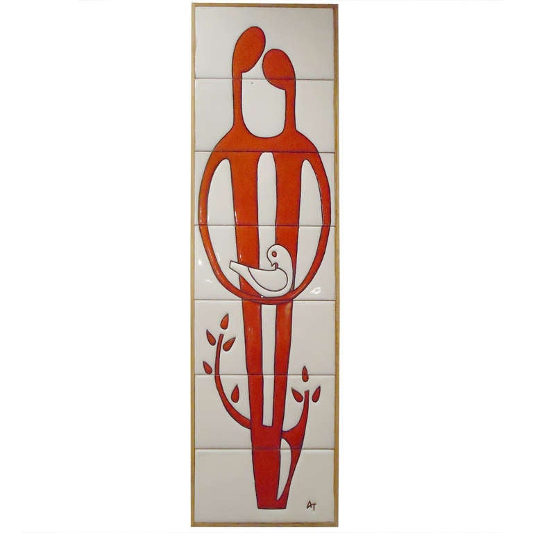 Large Mid-Century Modern Tile Art For Sale at 1stdibs