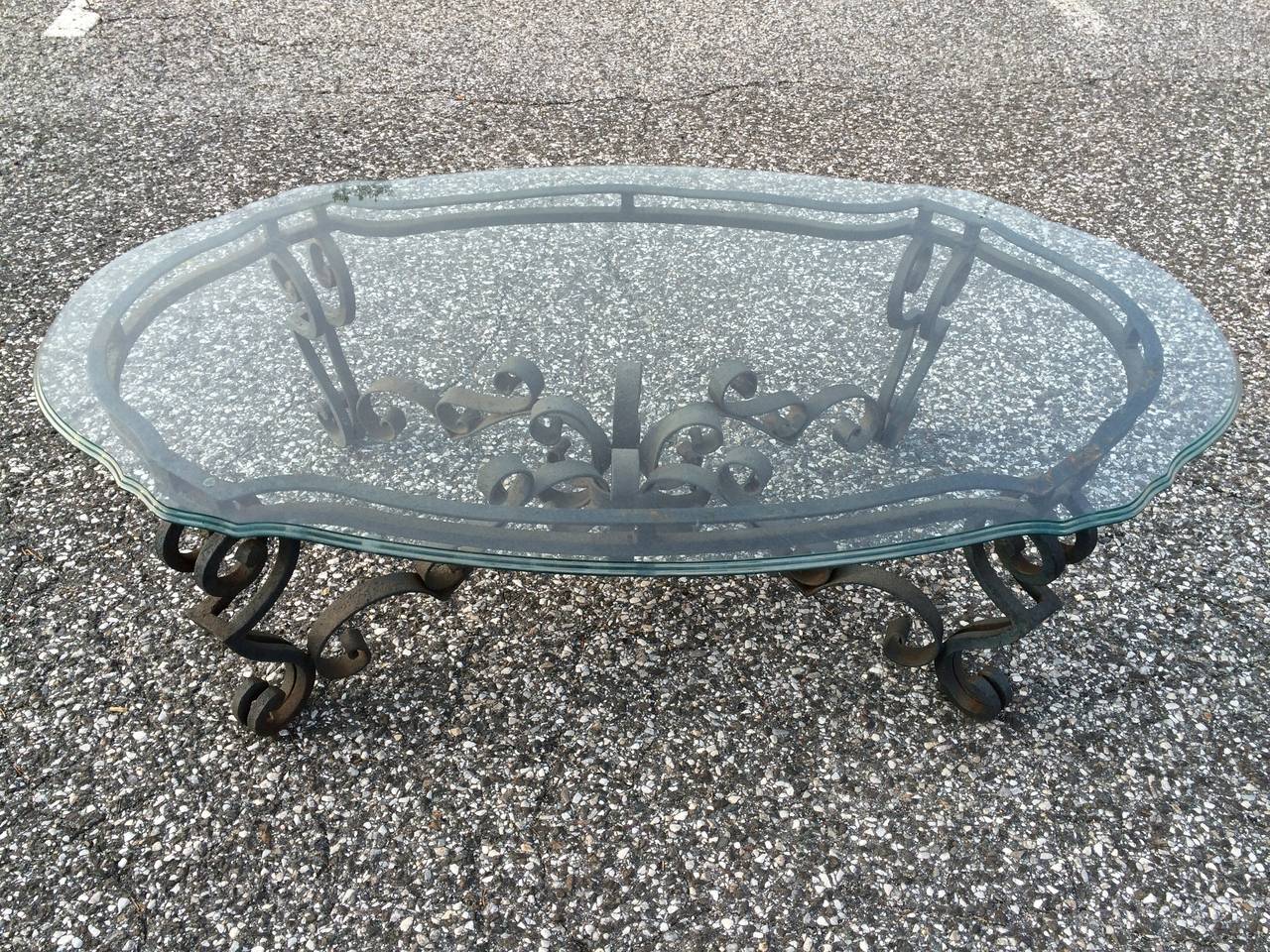 Hand Wrought Iron and Glass Coffee Table at 1stDibs