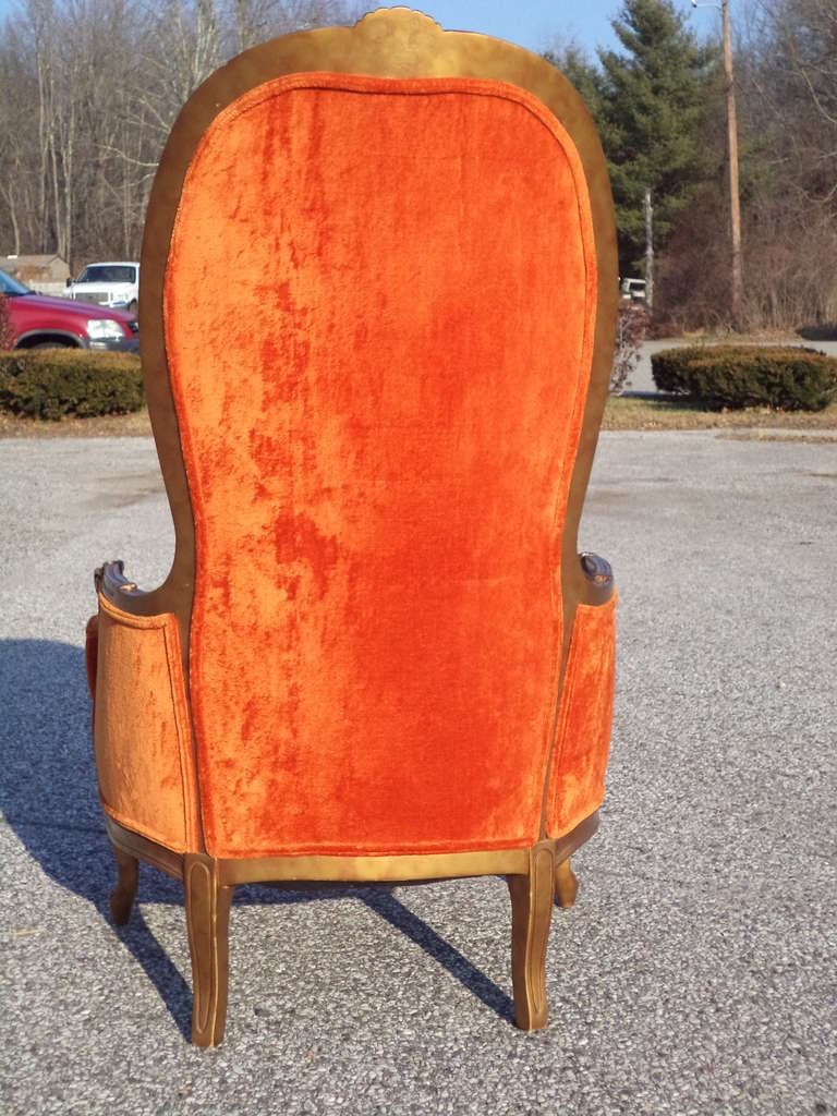 Hollywood Regency Tufted High Back Arm Chair at 1stDibs