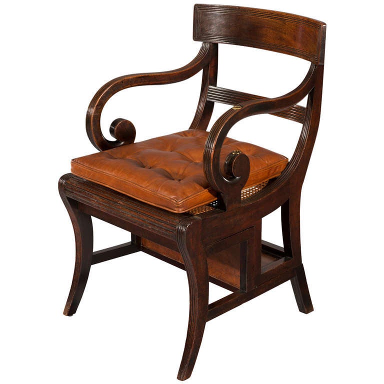 Rare Regency Metamorphic Mahogany Library Chair at 1stDibs
