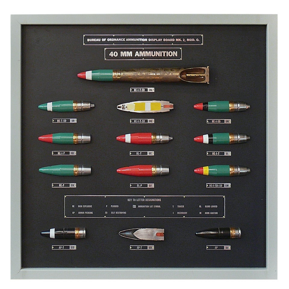 World War II Ammunition Display Board at 1stDibs