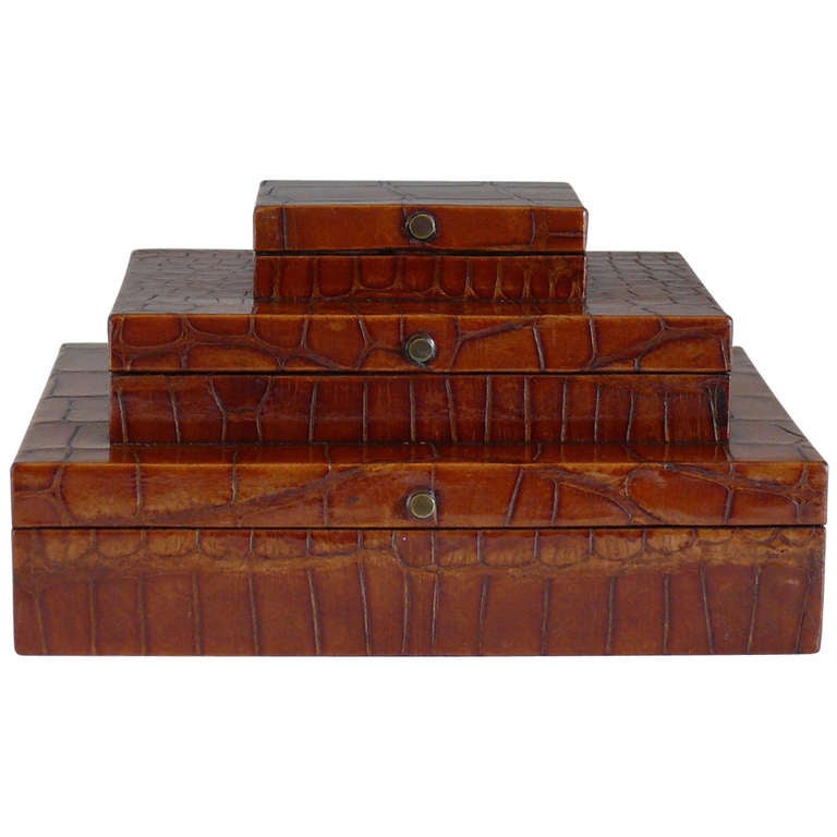 Crocodile Skin Triple Layered Box at 1stDibs