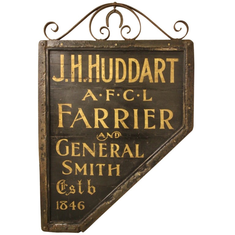 Original Antique Painted Hanging Farrier Sign at 1stDibs