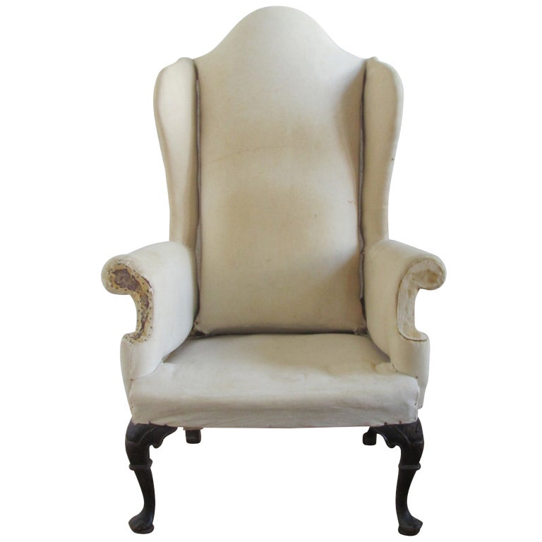 Queen Anne Style Wing Chair at 1stDibs