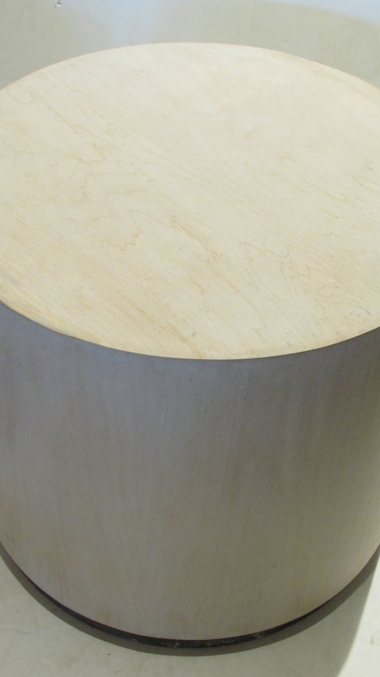 Pair of Modernist Bleached Wood Cylinder Tables at 1stDibs