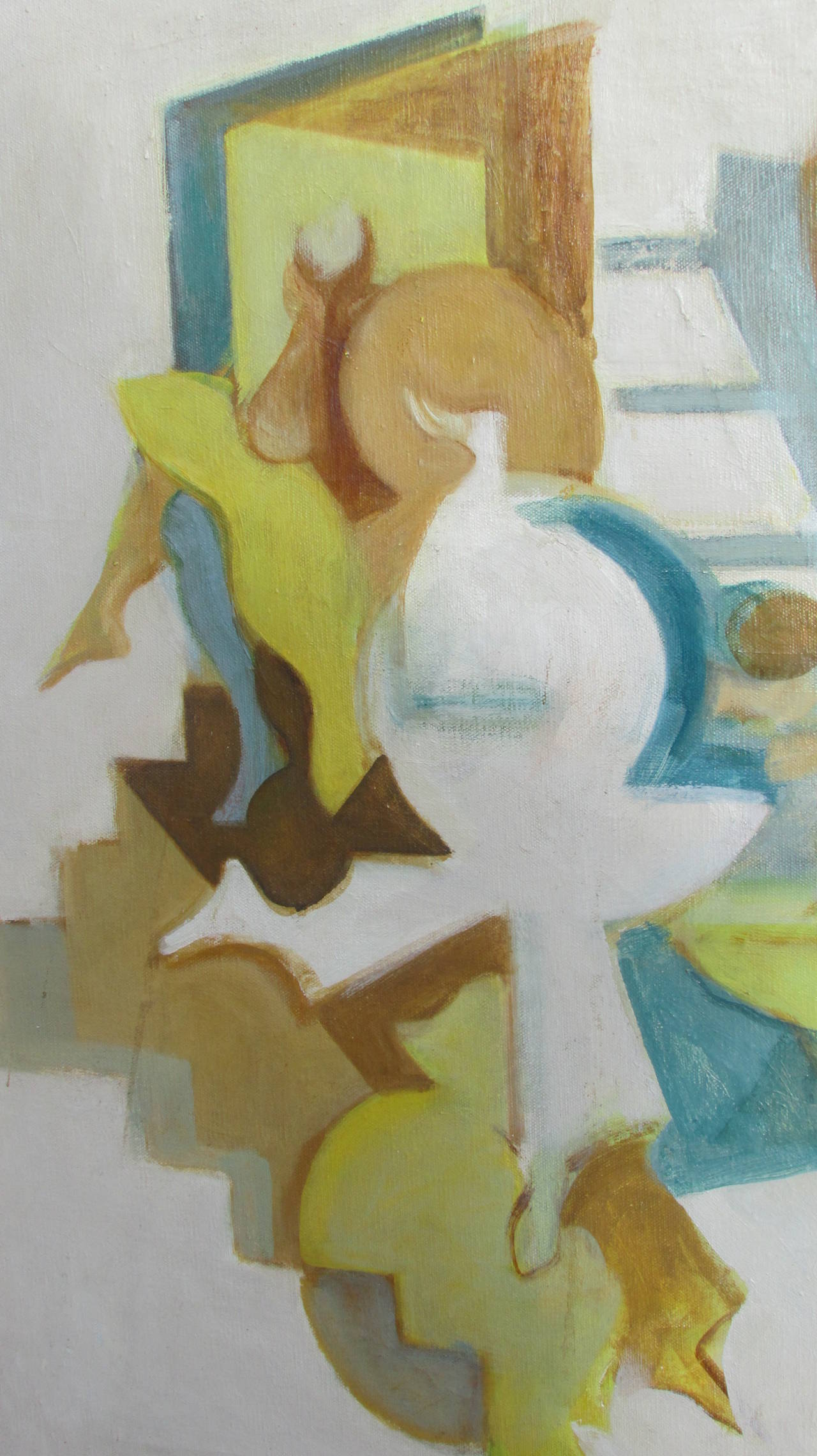 Abstract Cubist Style Figural Interior Scene Painting For Sale at 1stDibs