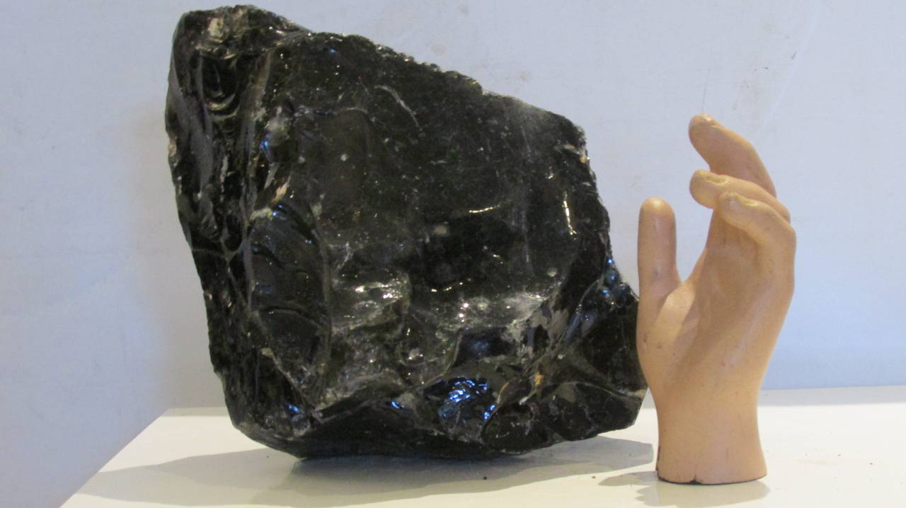 Group of Three Big Black Amber Factory Glass Cullet at 1stDibs