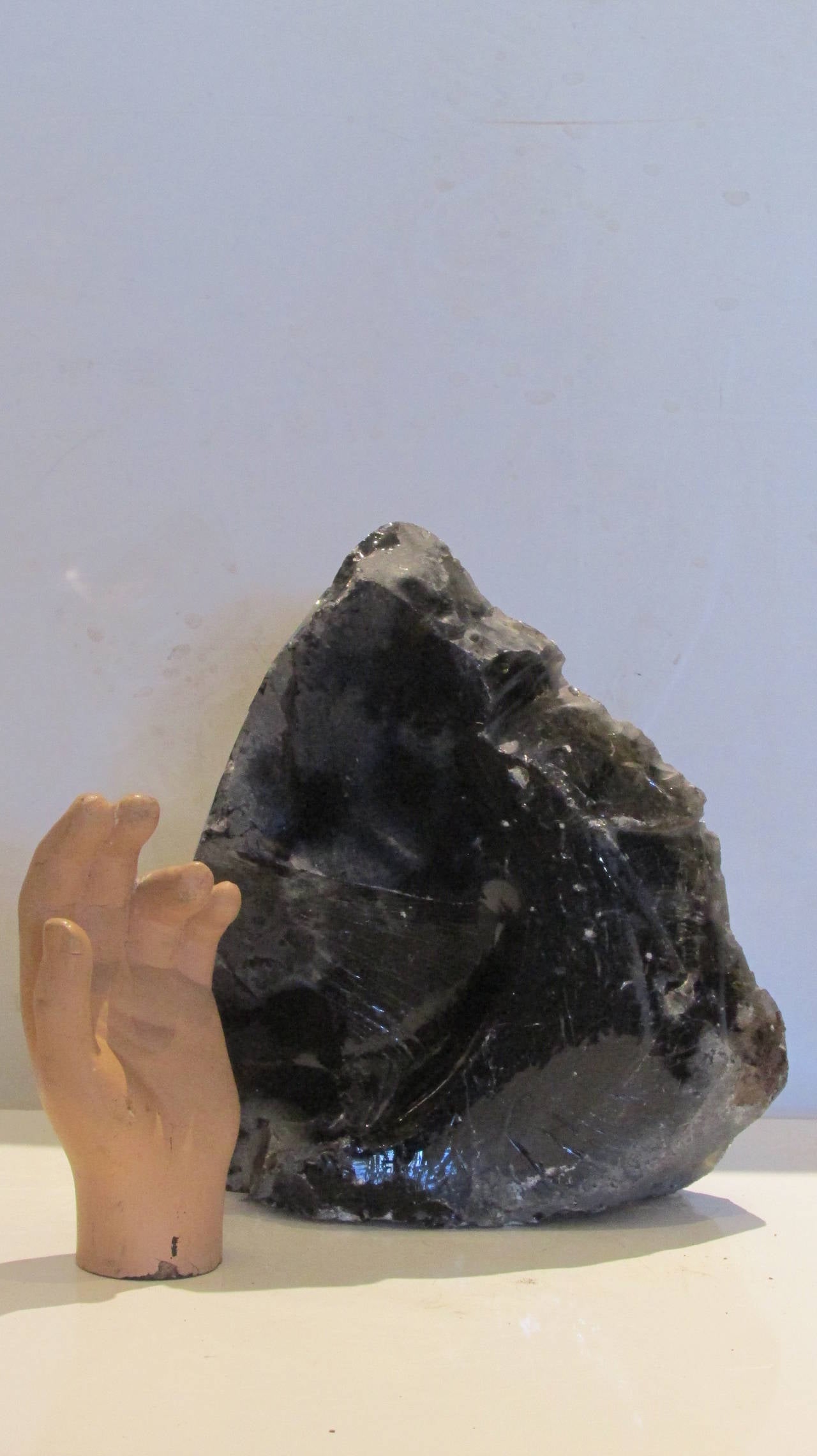 Group of Three Big Black Amber Factory Glass Cullet at 1stDibs