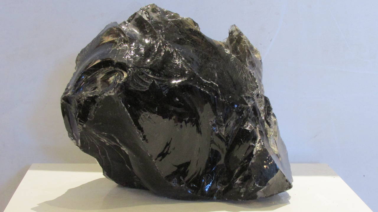 Group of Three Big Black Amber Factory Glass Cullet at 1stDibs