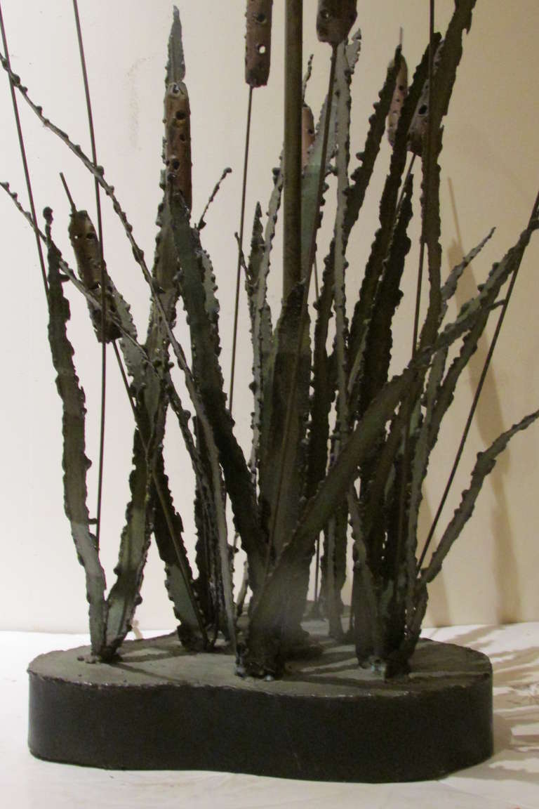 Brutalist Torch Cut Cattail Lamp For Sale at 1stDibs