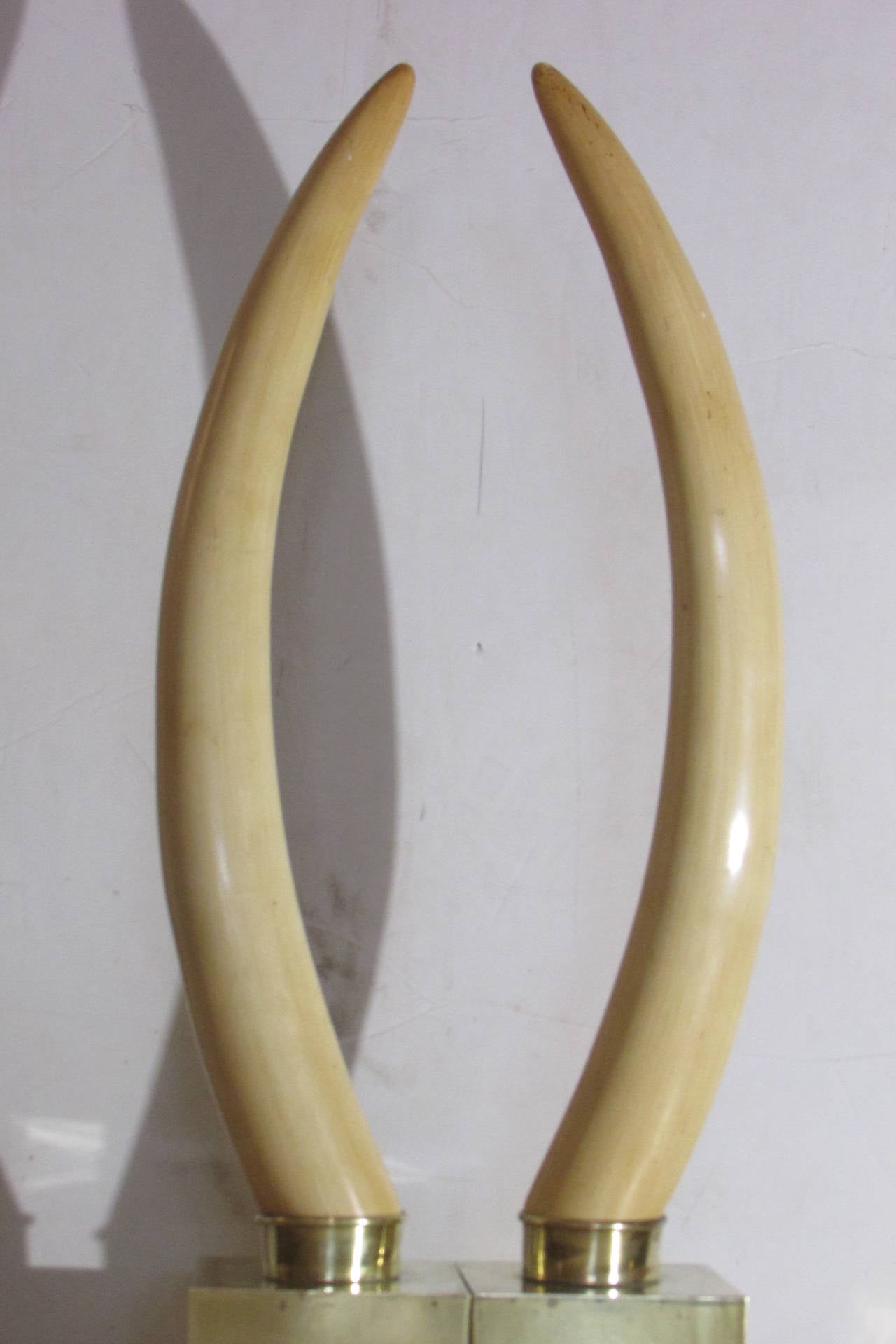 Hollywood Regency Faux Ivory Tusk Sculptures For Sale at 1stDibs