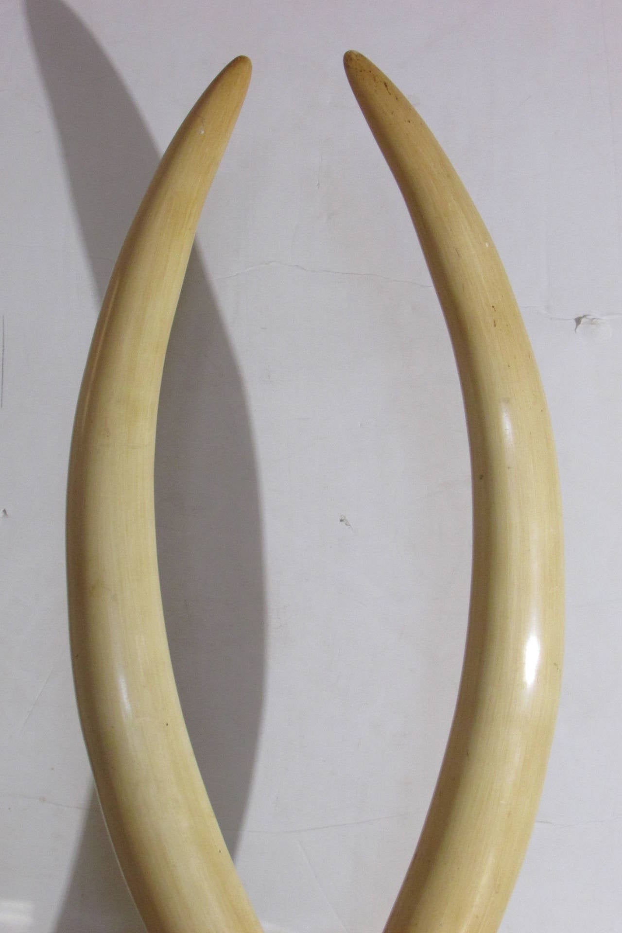 Hollywood Regency Faux Ivory Tusk Sculptures For Sale at 1stDibs