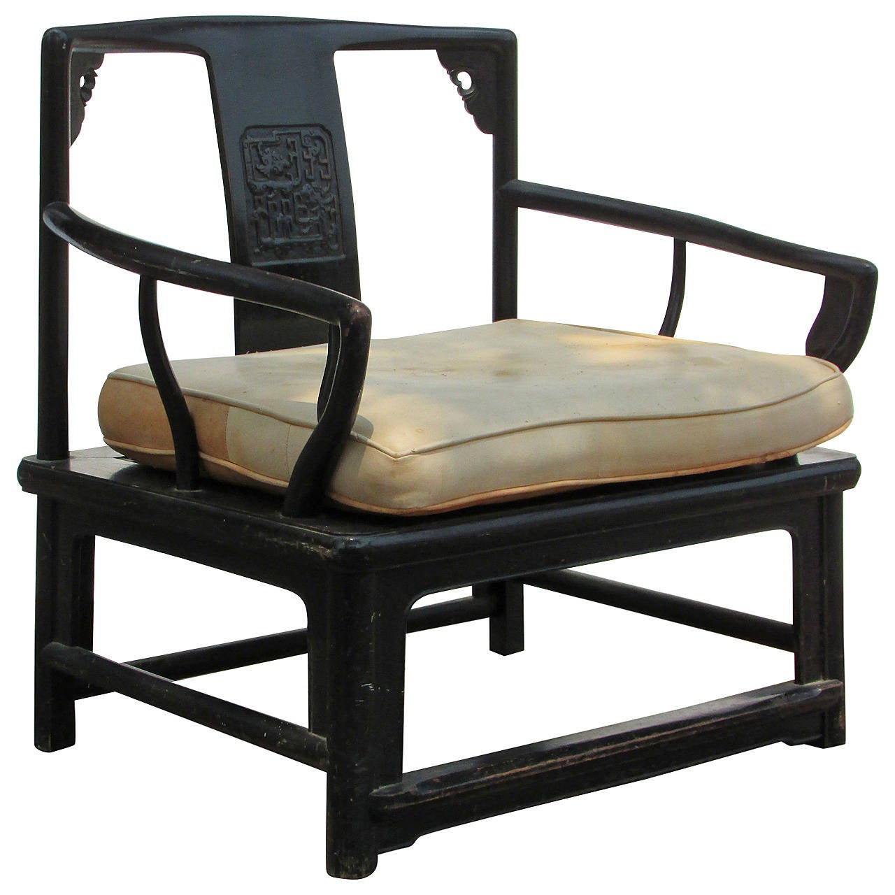 Asian Modern Ebonized Lounge Chair For Sale at 1stdibs