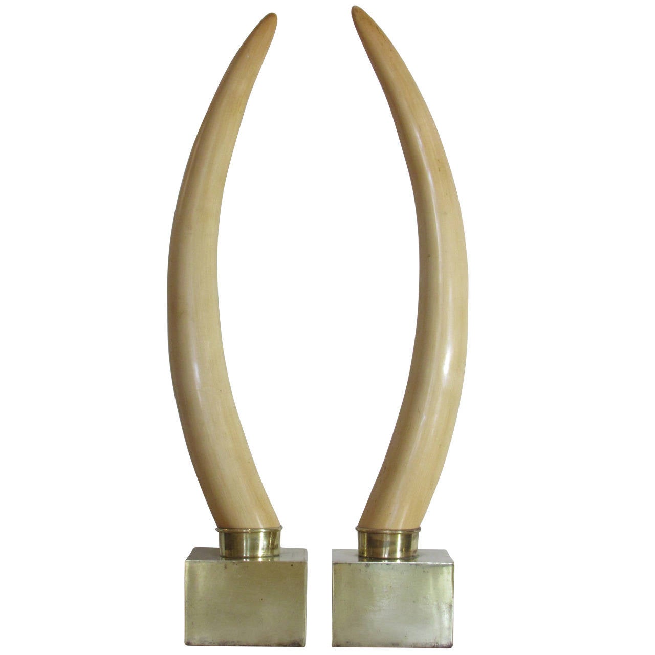 Hollywood Regency Faux Ivory Tusk Sculptures For Sale at 1stDibs