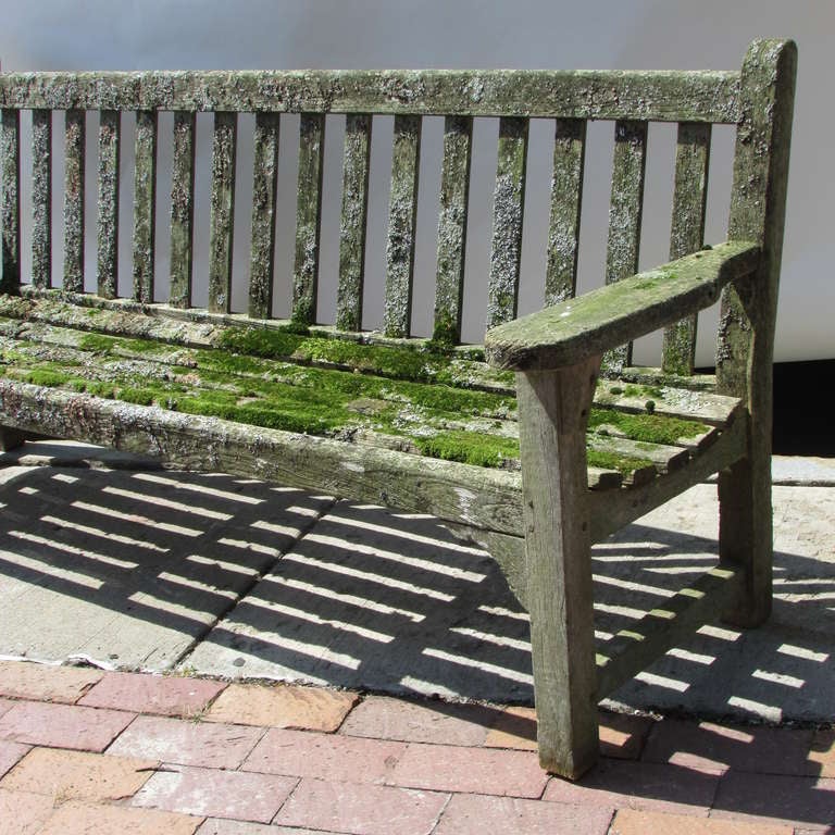 Teak Garden Bench With Moss and Lichen For Sale at 1stDibs | lichen for ...