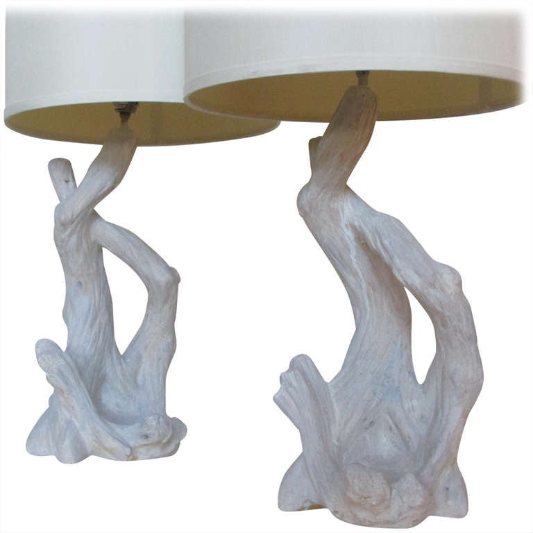 Plaster Tree Trunk Lamps at 1stDibs