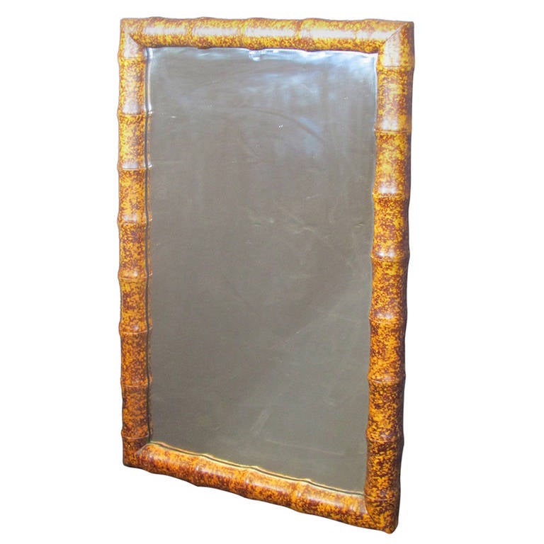 Faux Bamboo Tortoise Shell Painted Mirror at 1stDibs