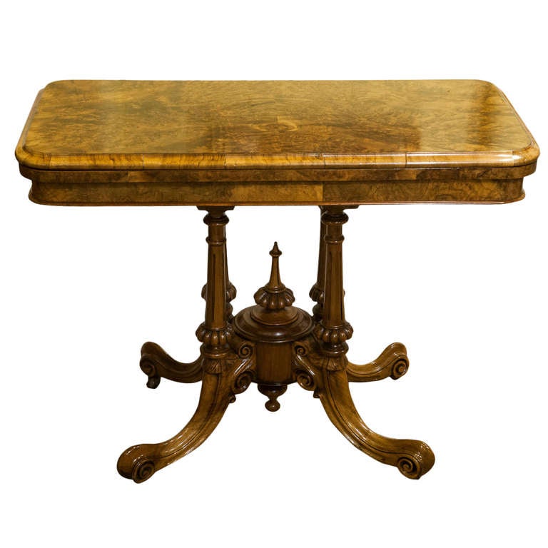 Victorian Burr Walnut Card Table at 1stDibs