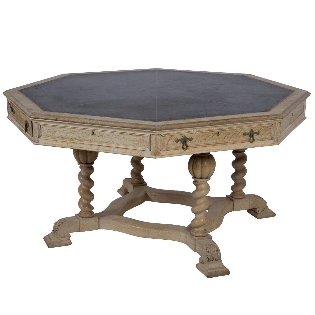 19th Century Bleached Oak Octagon Library Table at 1stDibs