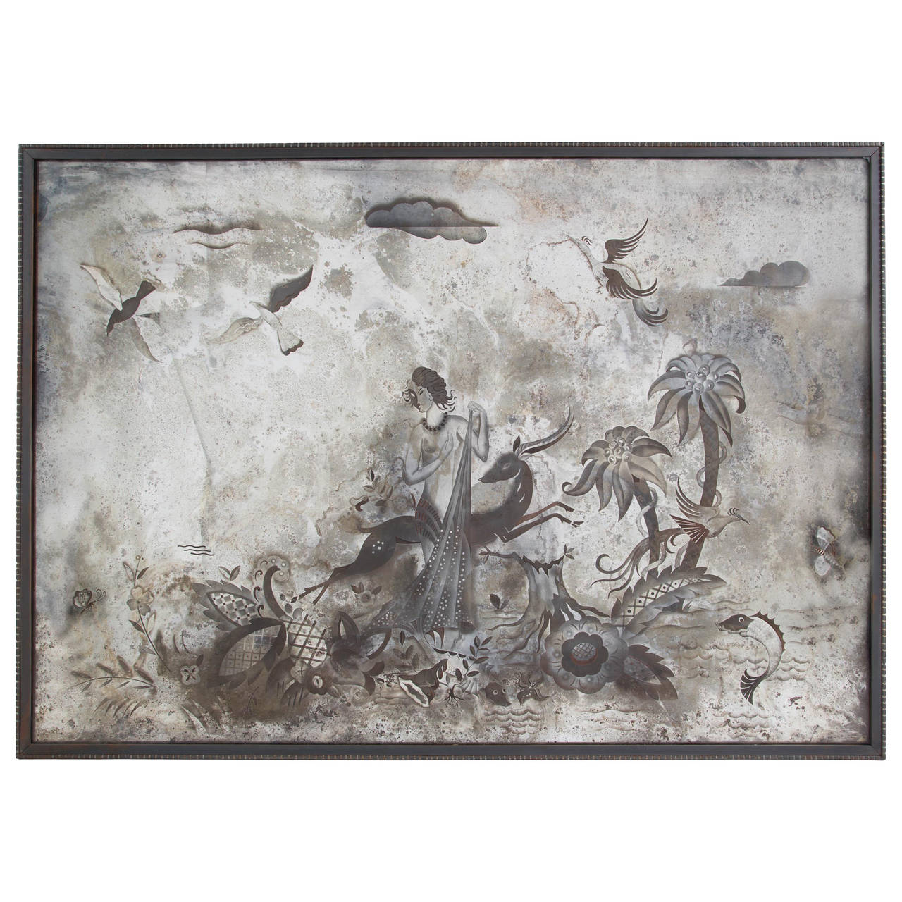 Art Deco Verre Eglomise Mirror at 1stDibs