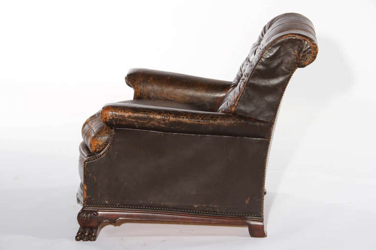 Spanish leather armchair For Sale at 1stDibs