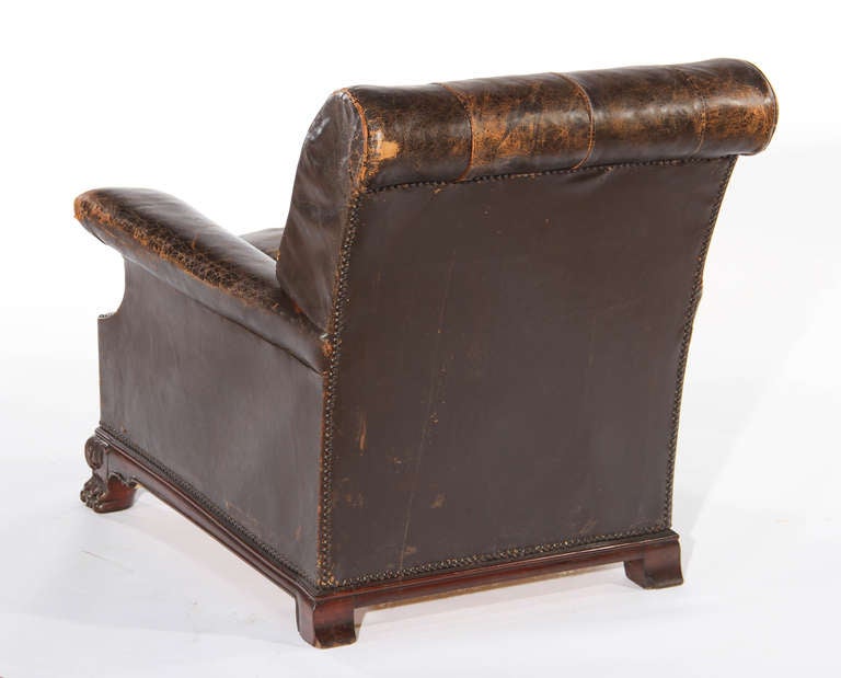 Spanish leather armchair For Sale at 1stDibs
