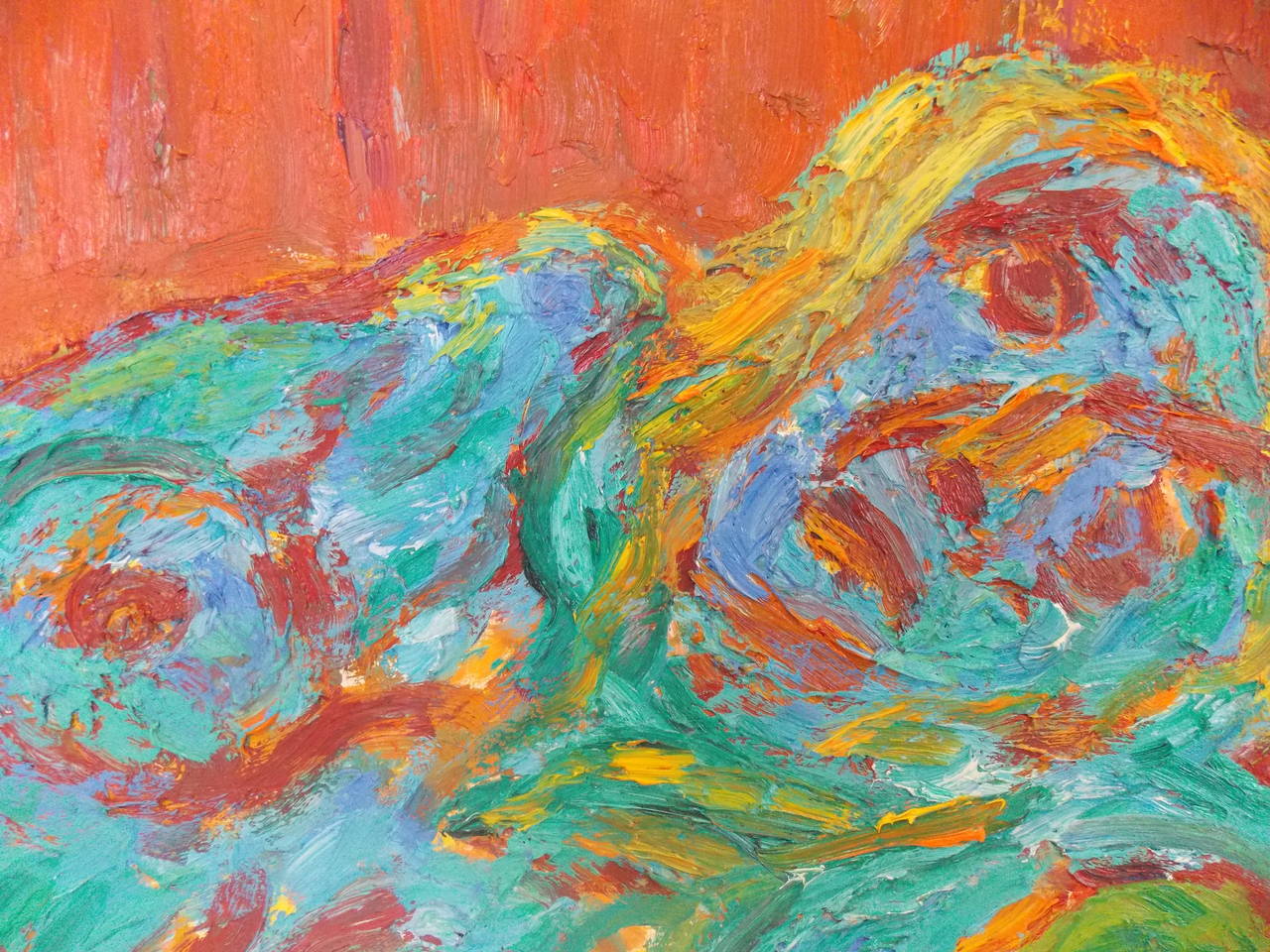 Abstract figurative painting by the British artist Frank Kirby c.1981 ...