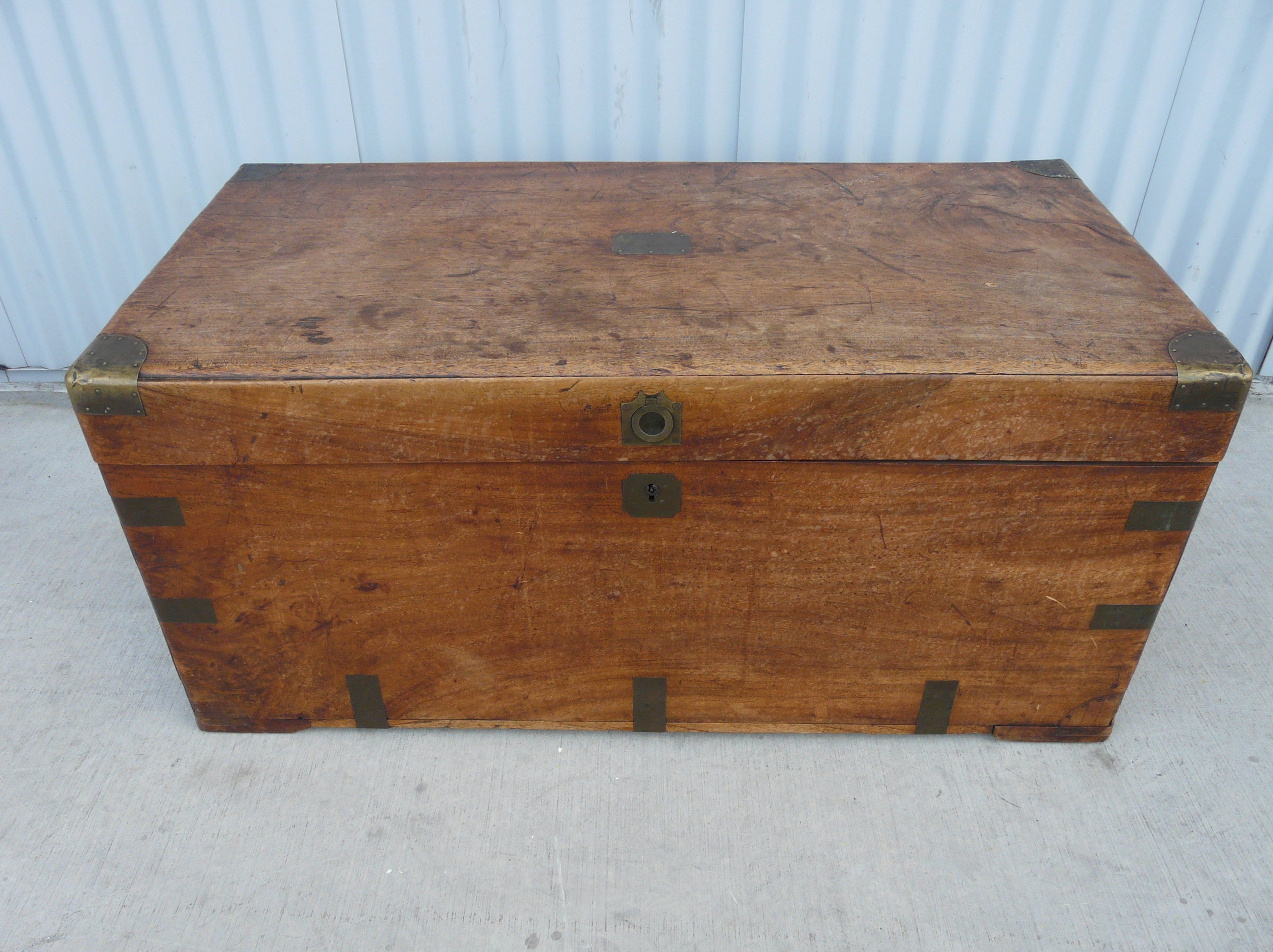 Antique Colonial Campaign Chest Trunk For Sale at 1stDibs